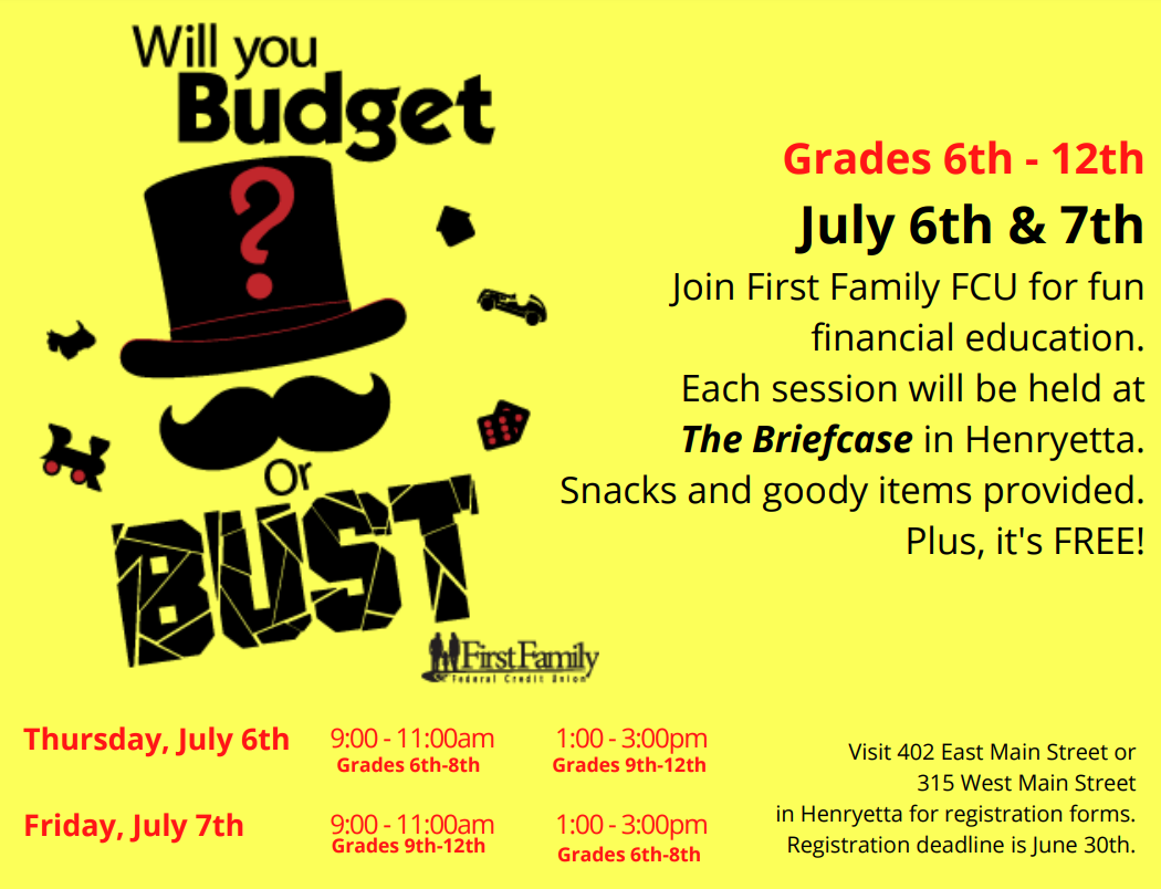 Budget Or Bust First Family Federal Credit Union Budget Or Bust First Family Federal Credit Union